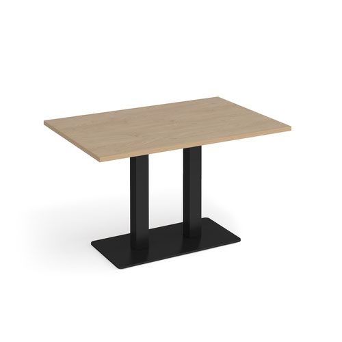 Eros rectangular dining table with flat black rectangular base and twin uprights 1200mm x 800mm ...