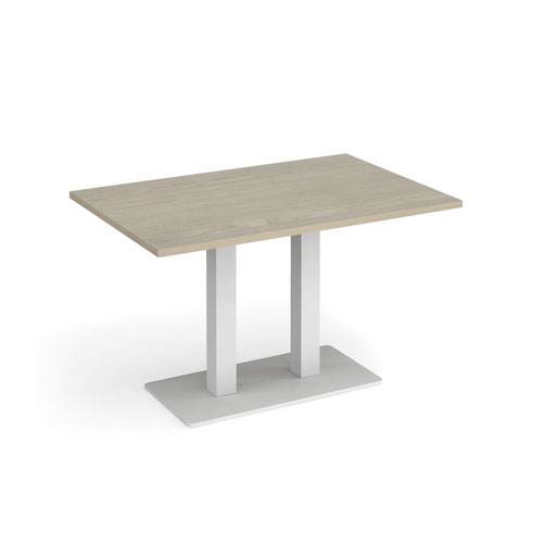Eros rectangular dining table with flat white rectangular base and twin uprights 1200mm x 800mm ...