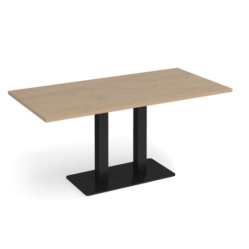 Eros rectangular dining table with flat black rectangular base and twin uprights 1600mm x 800mm ...