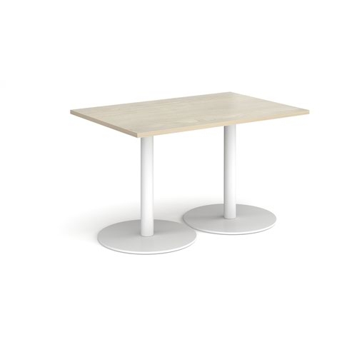 Monza rectangular dining table with flat round white bases 1200mm x ...